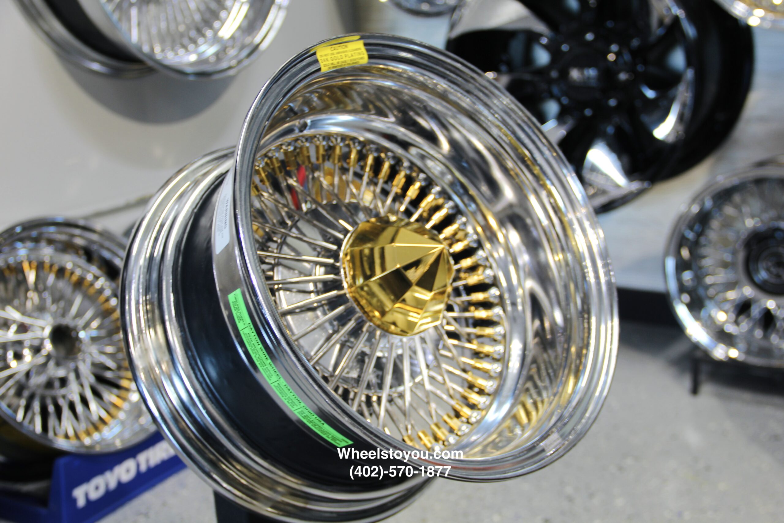 New Genuine Dayton Stamped 13x7" Deep Dish 72 Spoke 24kt Gold ...